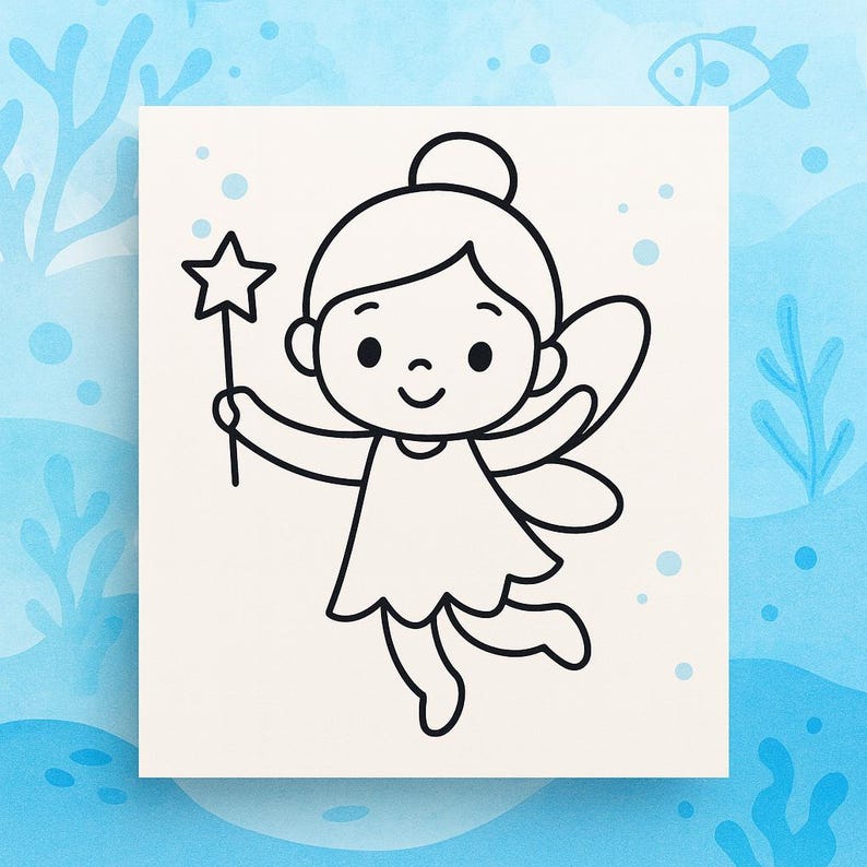 Mermaid & Fairy Coloring Pages for Preschoolers: Bold Line Art (PDF ...