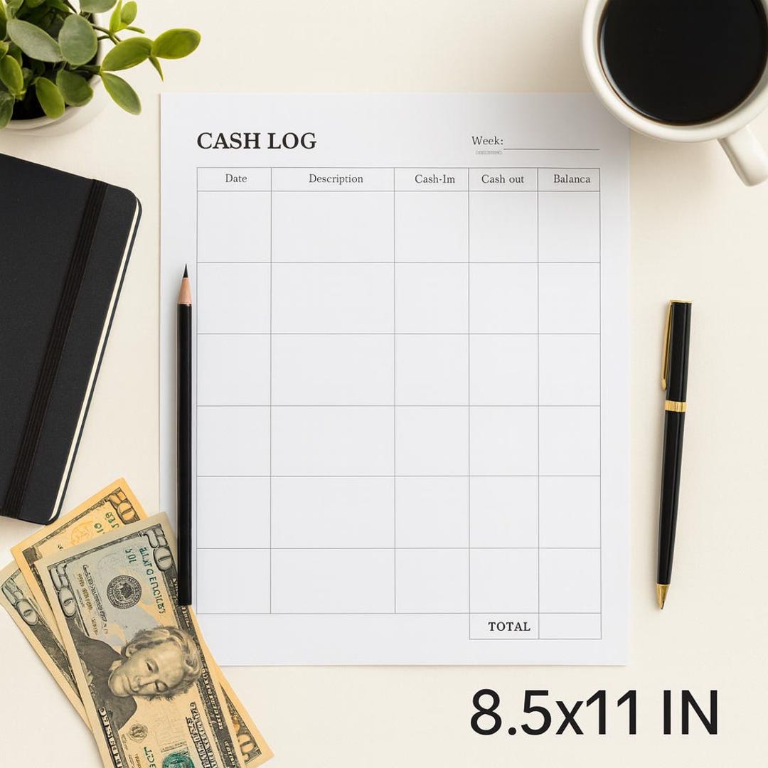 Cash Log Sheet Printable: Instant PDF Download - Etsy