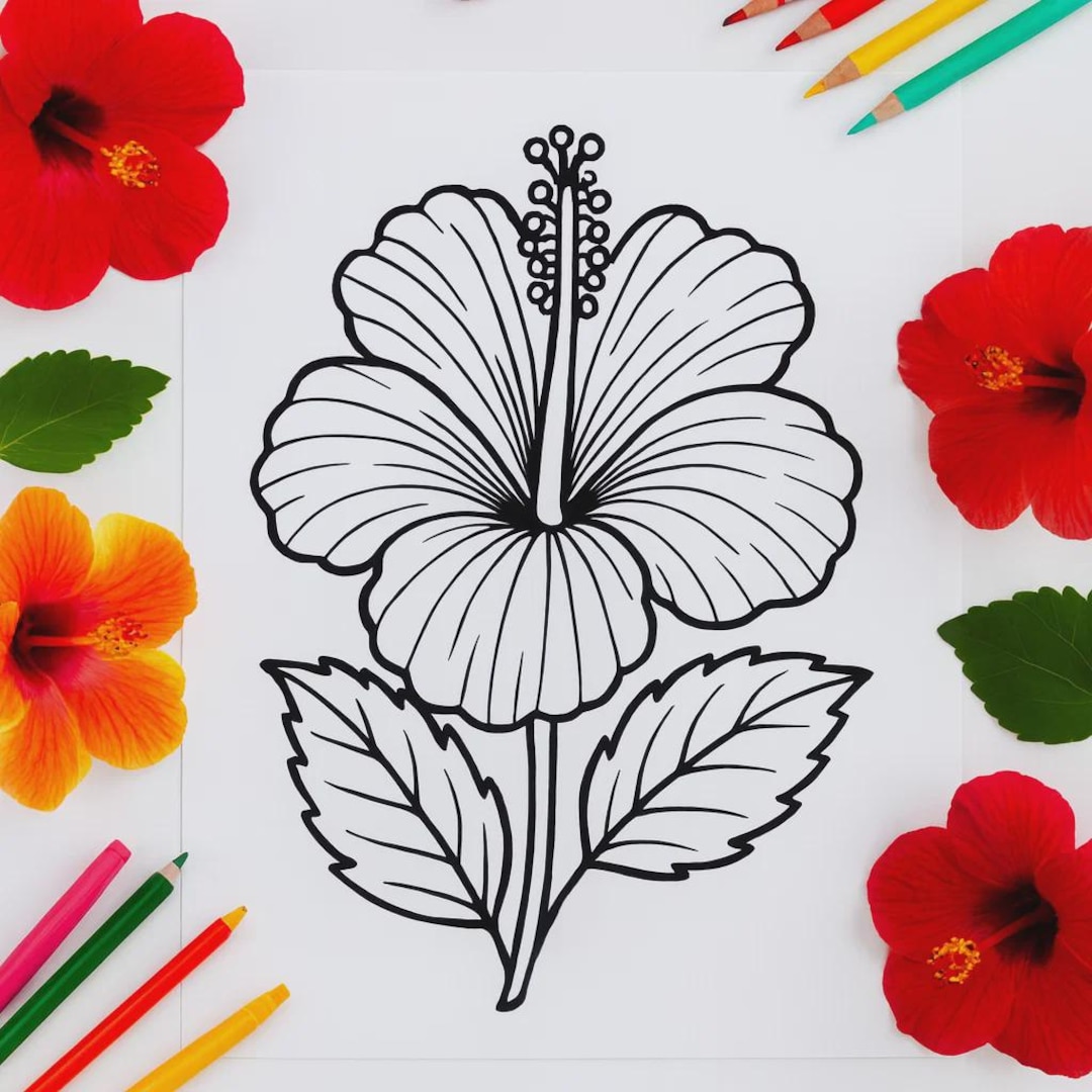 Hawaii Flower Coloring Pages: Printable Hibiscus Coloring Sheets ...