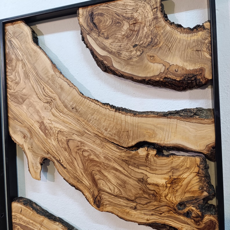 Set of 2 Olive Wood Wall Art, Olive Wood Wall Decor, Wood Wall Art ...