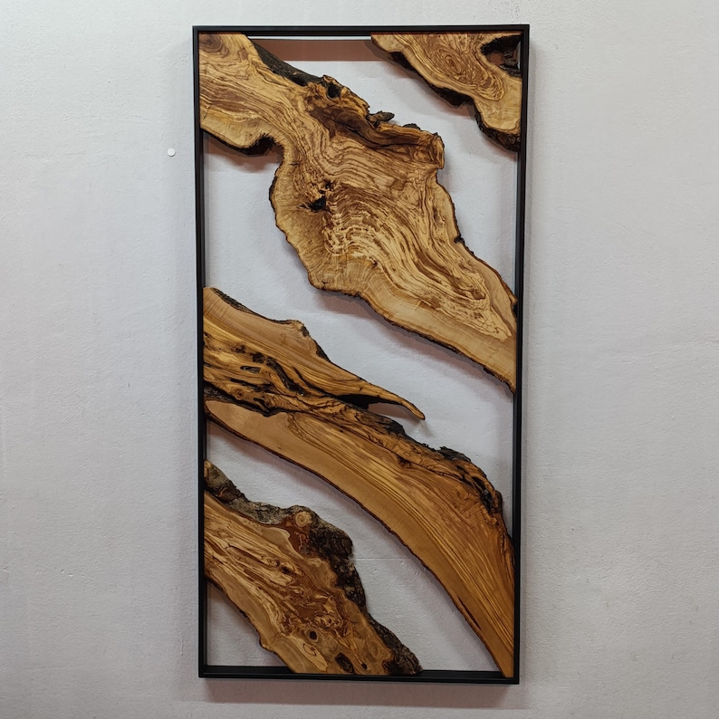 Metal and Wood Wall Art, Olive Wood Wall Decor, Wall Art, Wood Wall Art ...