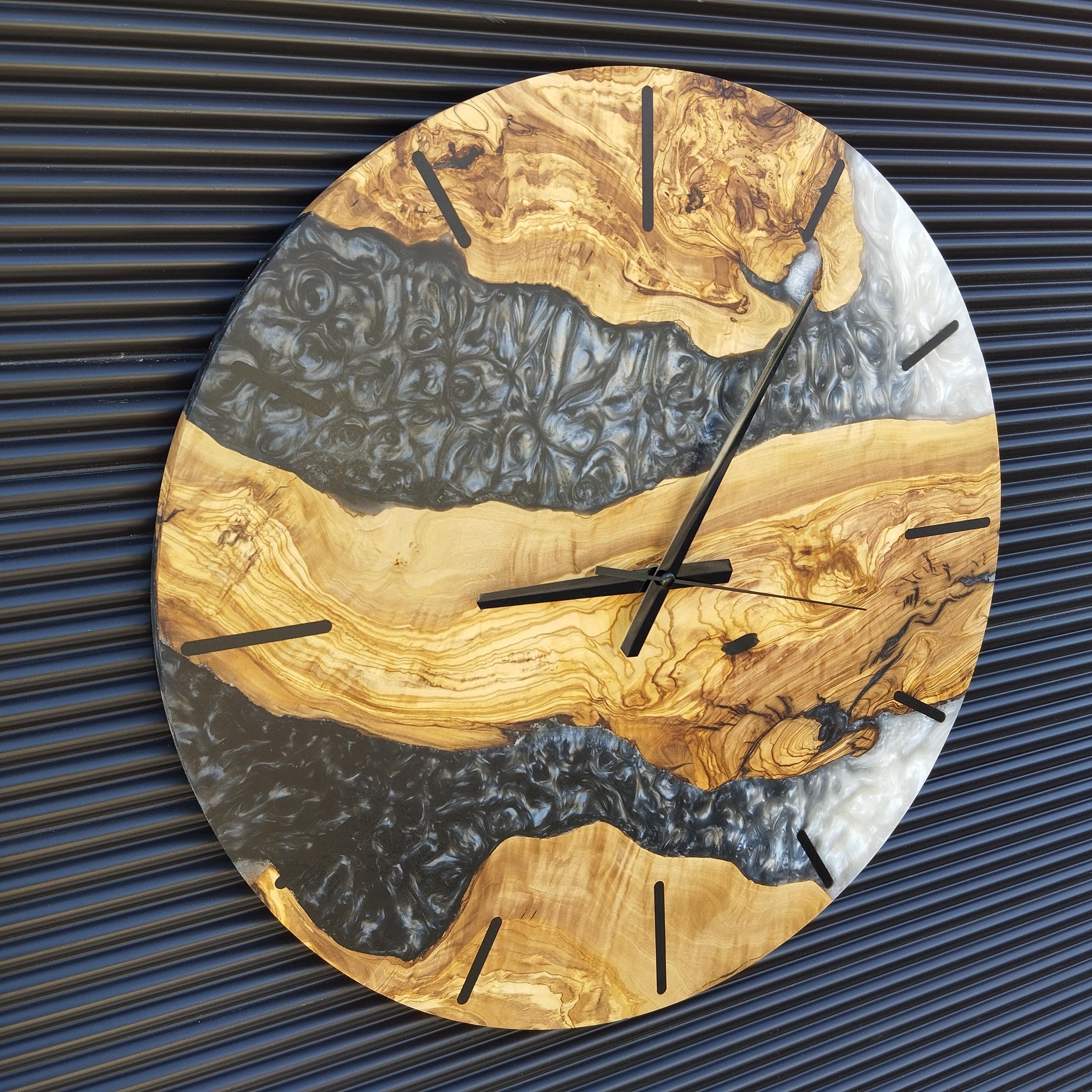 Handmade Resin Wall Clock, Epoxy Wall Clock, Custom Epoxy Clock, Olive ...
