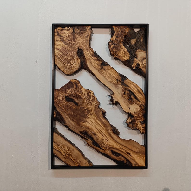 Metal and Wood Wall Art, Olive Wood Wall Decor, Wall Art, Wood Wall Art ...