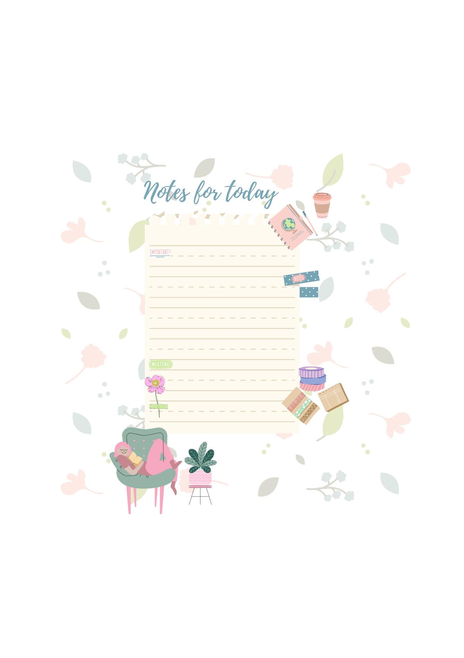 Printable Small Elegant Digital Notes for Today – Daily Planner to ...