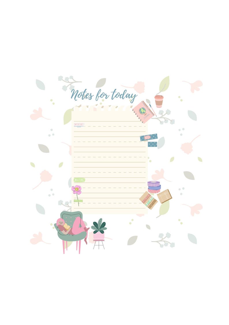 Printable Small Elegant Digital Notes for Today – Daily Planner to ...