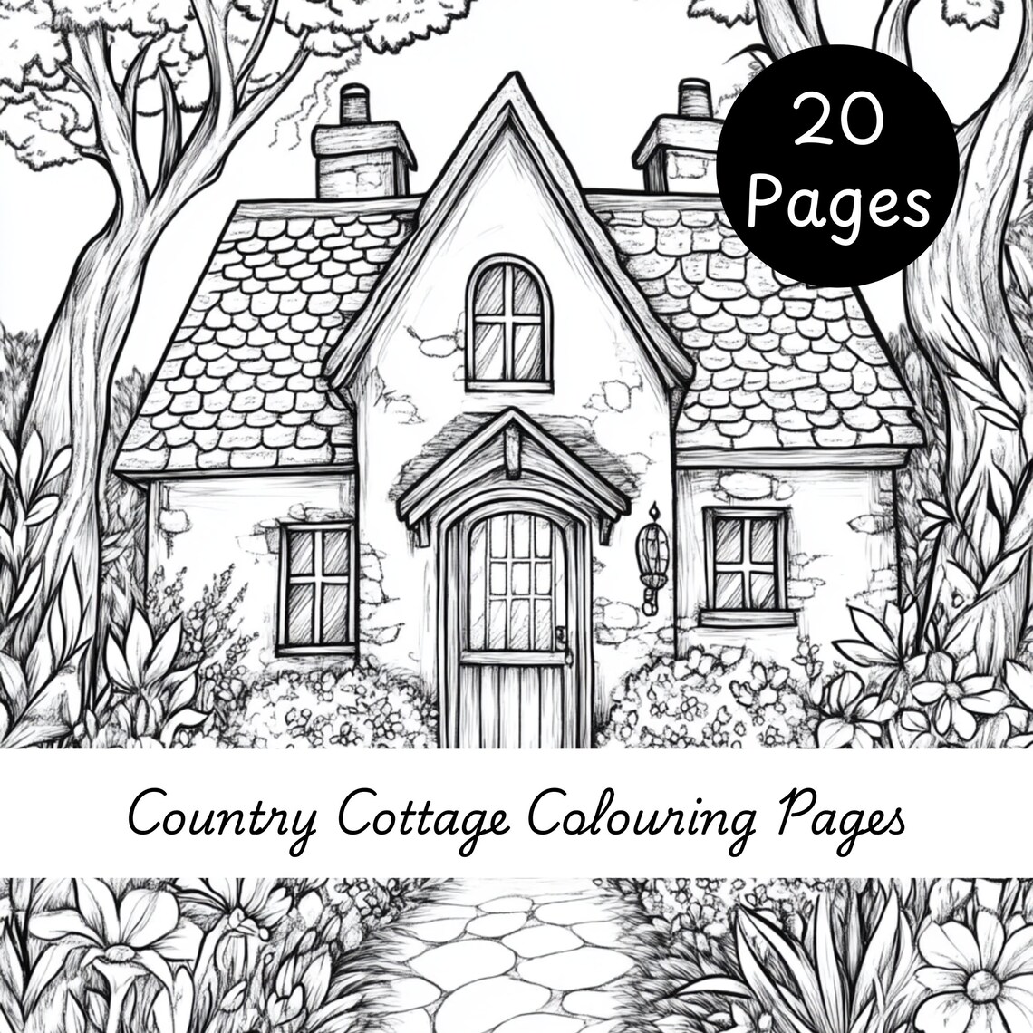 20 Country Cottage Printable Colouring Pages for Adults & Children ...