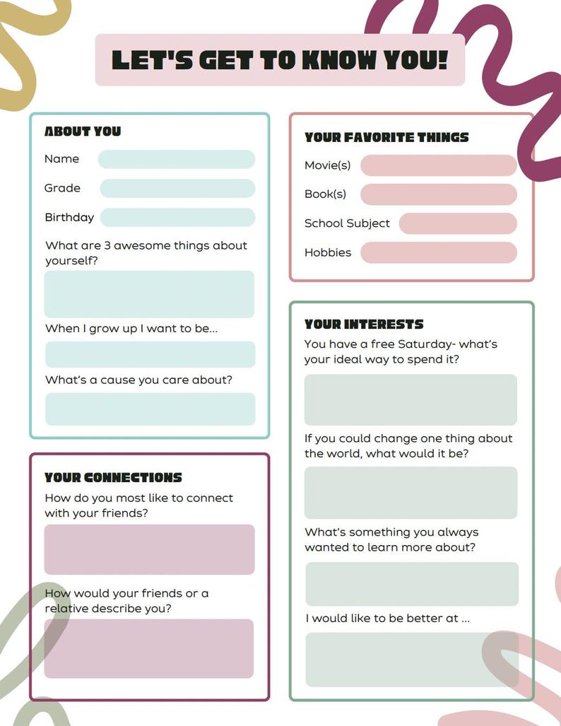 Girl Scout Get to Know You Worksheet Pack - Etsy