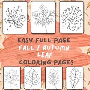 Easy Full Page Fall Autumn Leaf Coloring Pages for Kids Printable ...