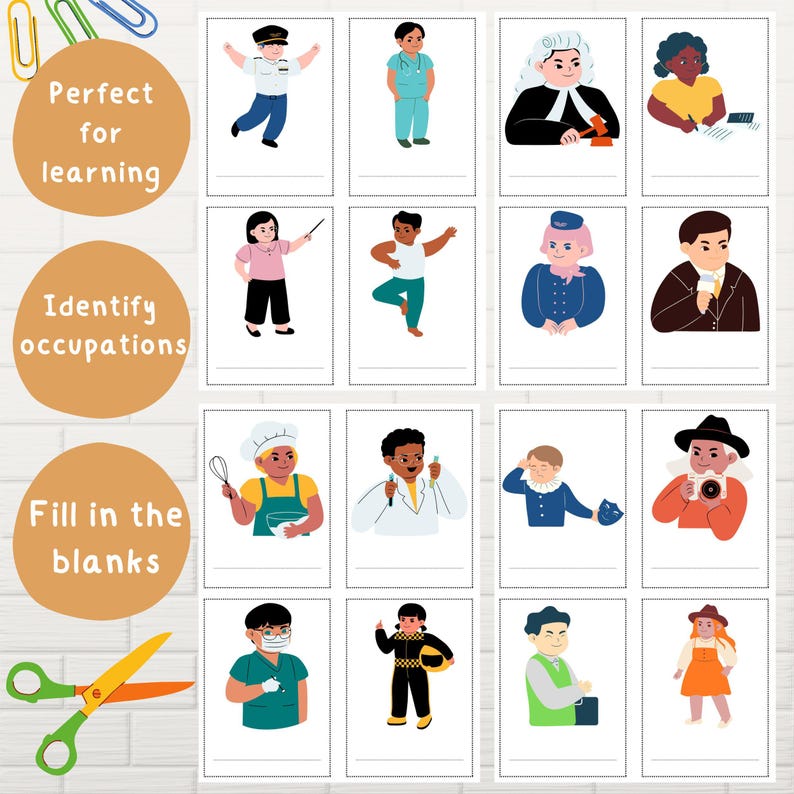 Kids Professions&occupation Visual Flashcards | Jobs Community Helpers ...
