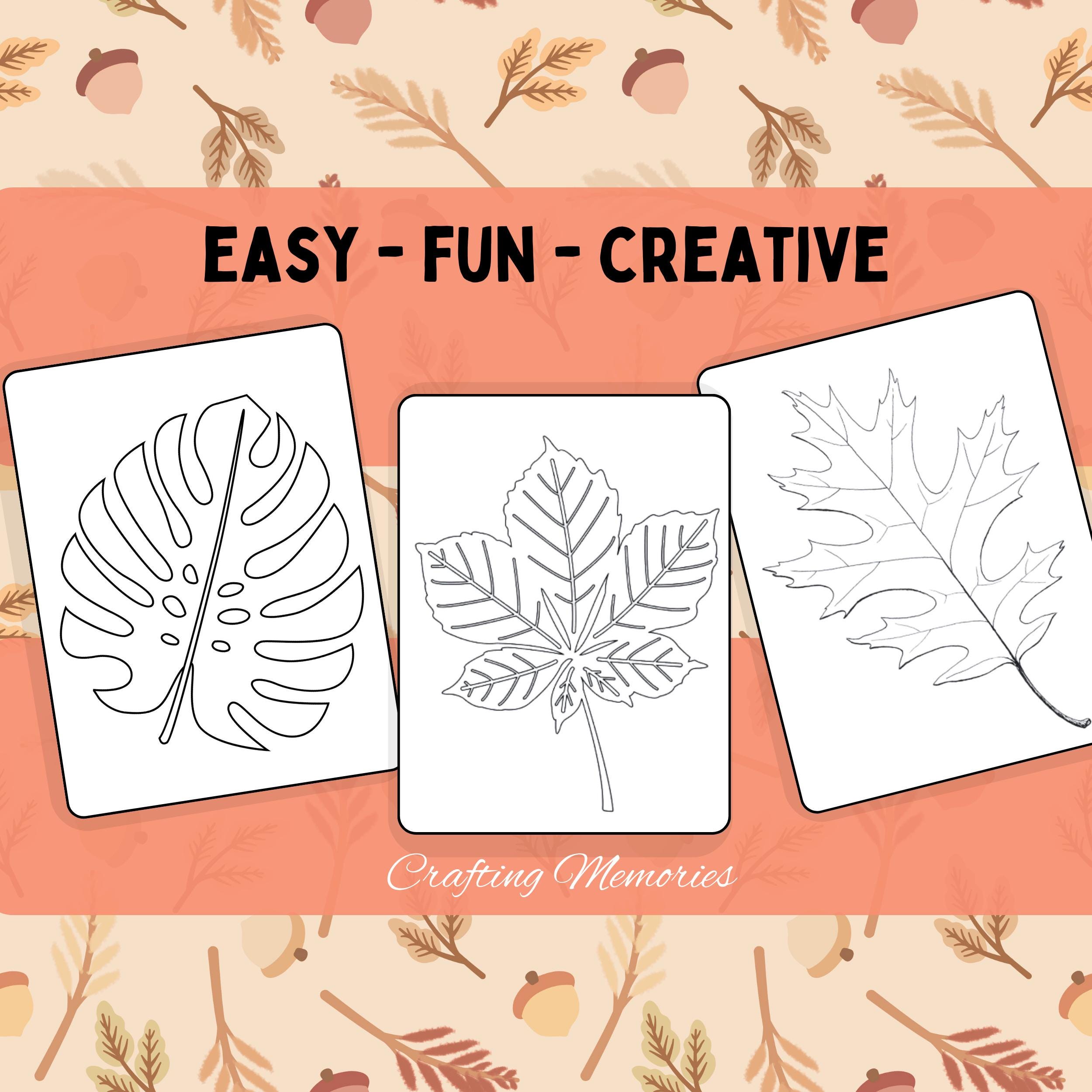 Easy Full Page Fall Autumn Leaf Coloring Pages for Kids Printable ...