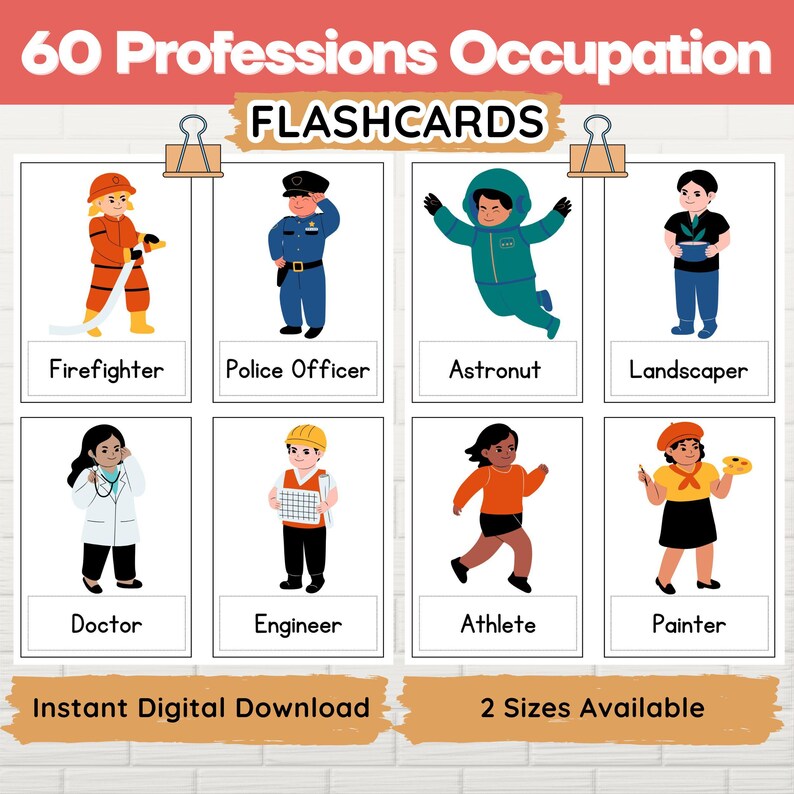 Kids Professions&occupation Visual Flashcards | Jobs Community Helpers ...