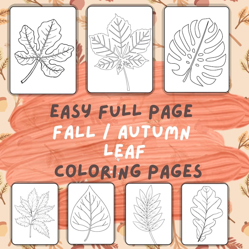 Easy Full Page Fall Autumn Leaf Coloring Pages for Kids Printable ...
