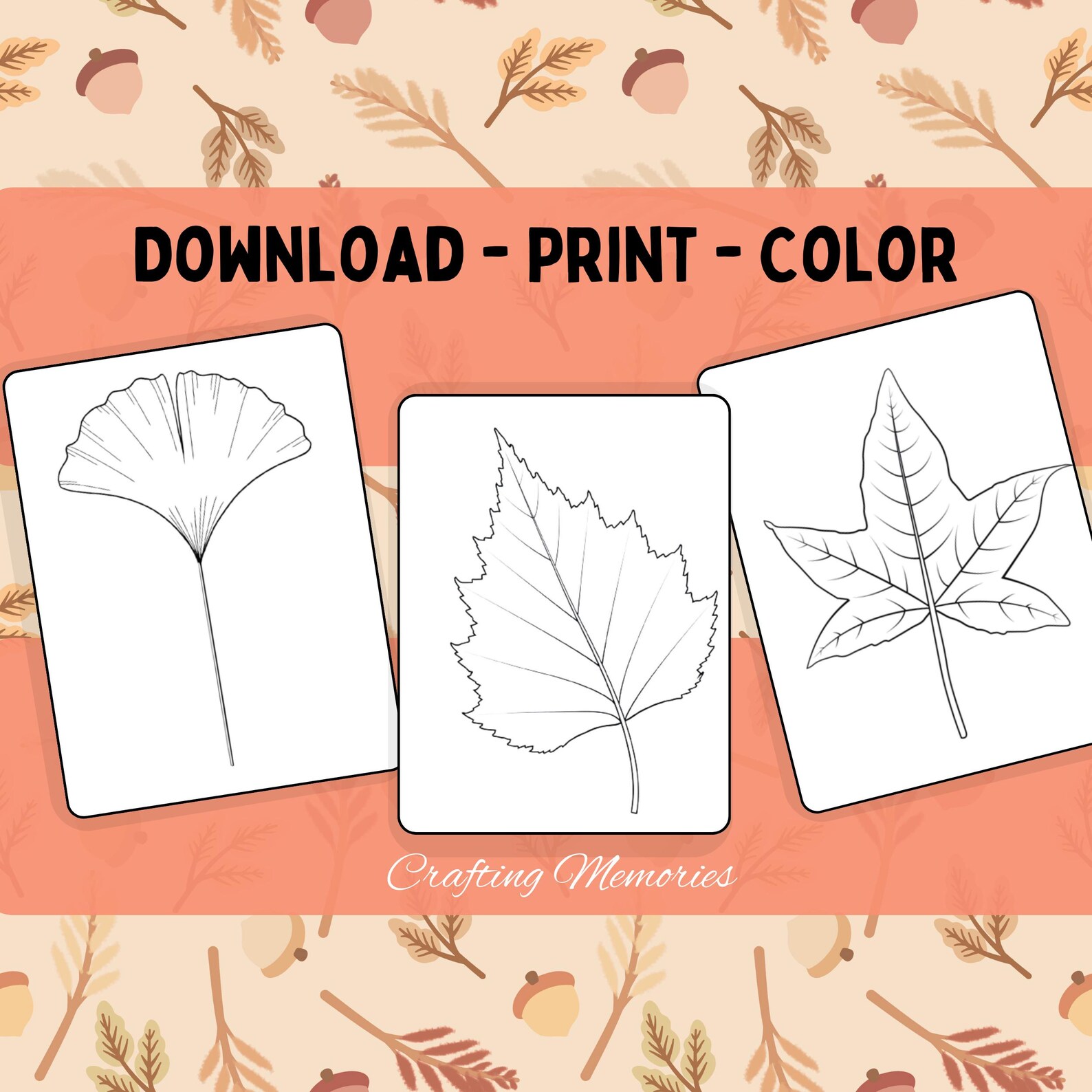 Easy Full Page Fall Autumn Leaf Coloring Pages for Kids Printable ...