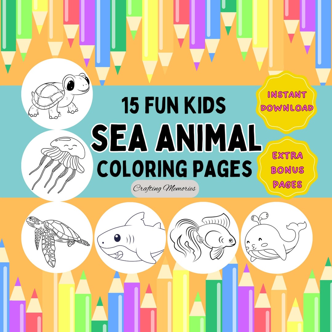 Simple Fun Sea Animal Coloring Pages Kids Preschool Toddler ...