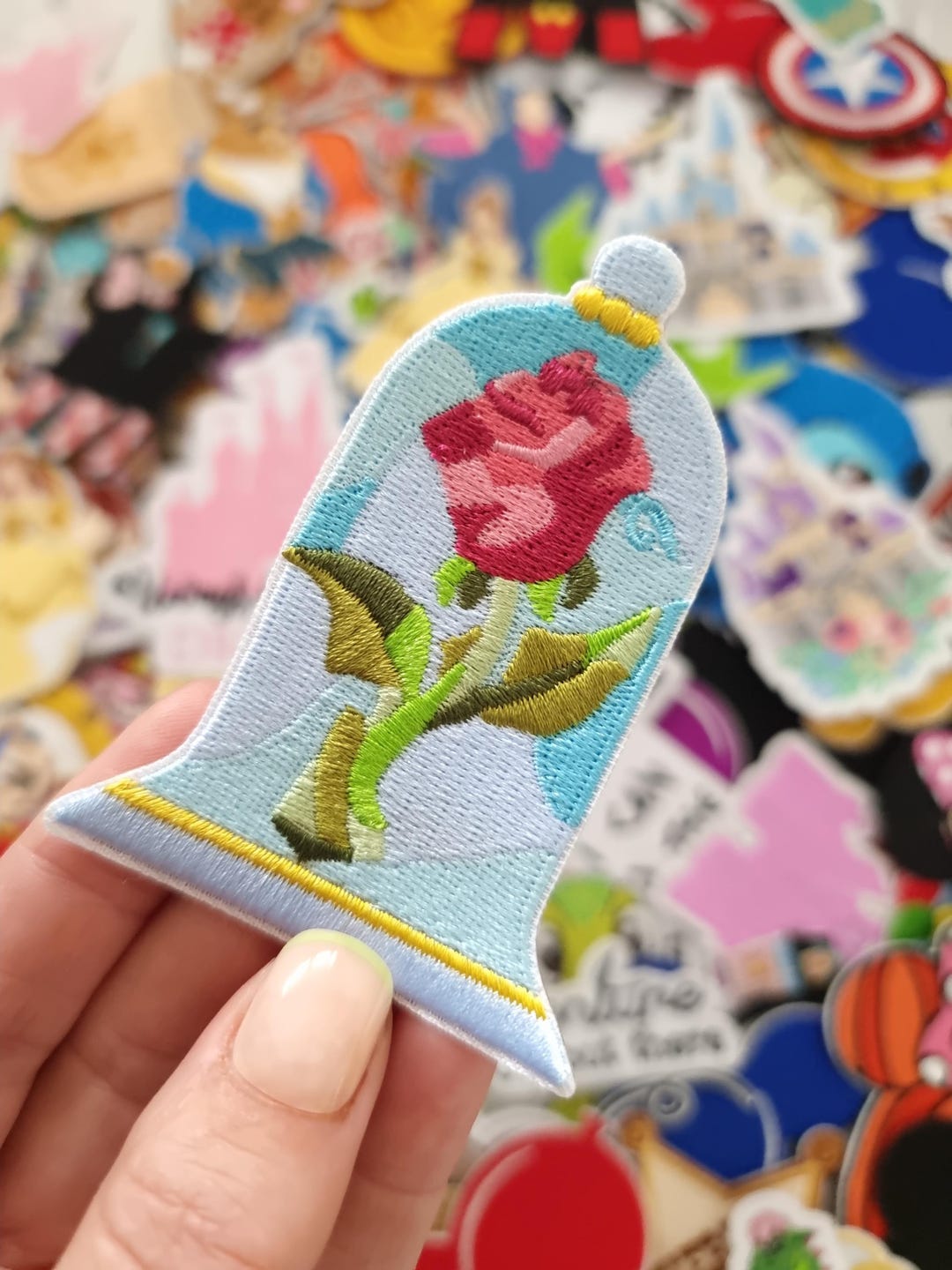Stained Glass Enchanted Rose Patch – Beauty and the Beast – Iron-on or ...