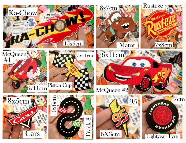 Cars Embroidered Patch Mator Lighting Mc Queen Iron or Stitch - Clothes ...