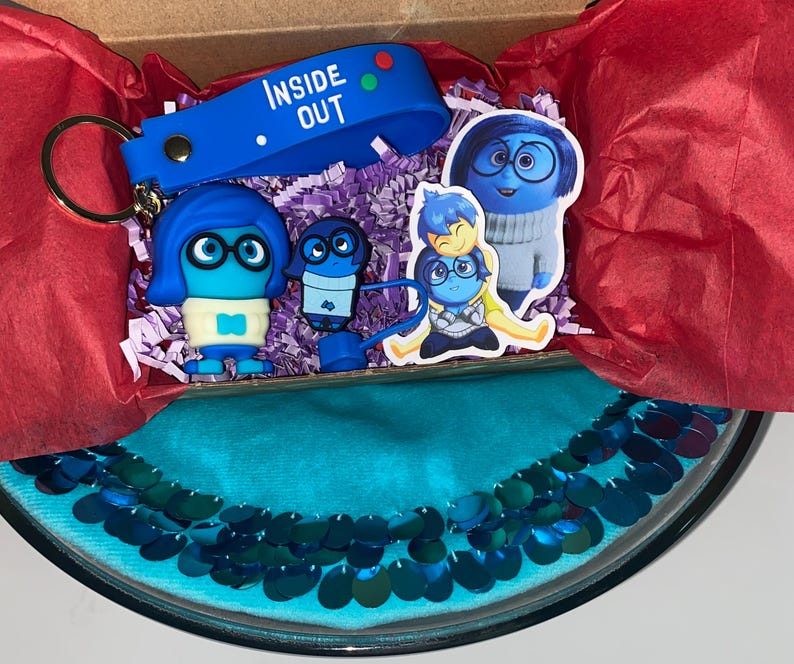Inside Out Keychain Sadness Inspired, Tumbler Straw Cover & Stickers ...