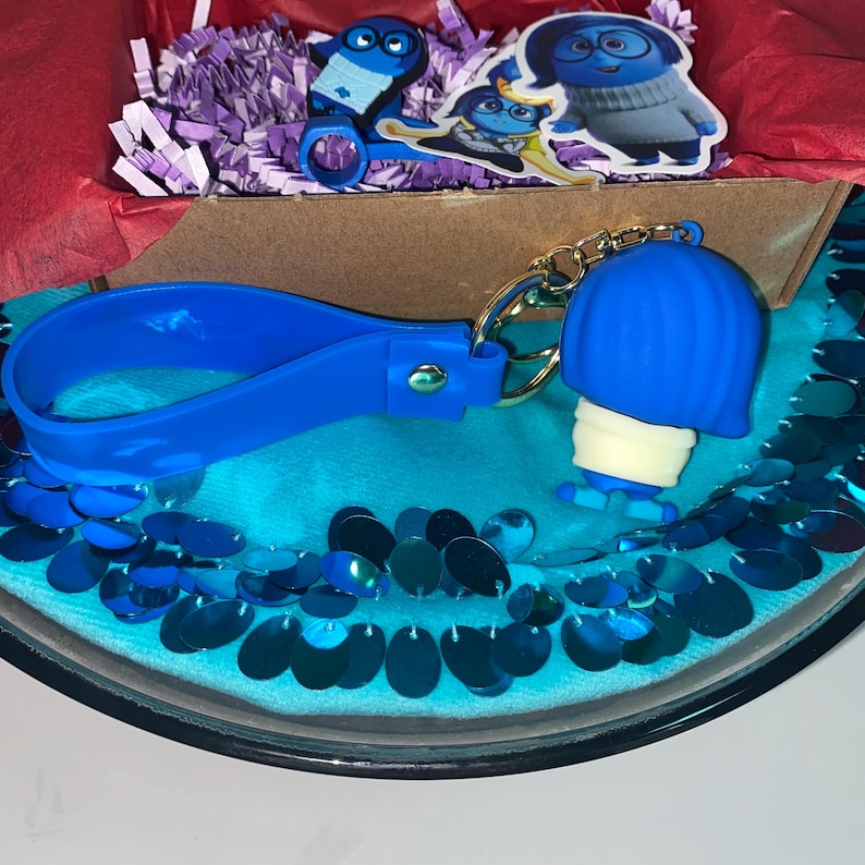 Inside Out Keychain Sadness Inspired, Tumbler Straw Cover & Stickers ...