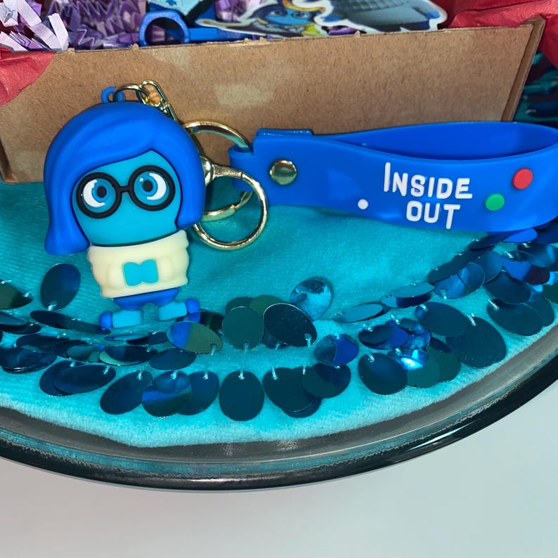 Inside Out Keychain Sadness Inspired, Tumbler Straw Cover & Stickers ...
