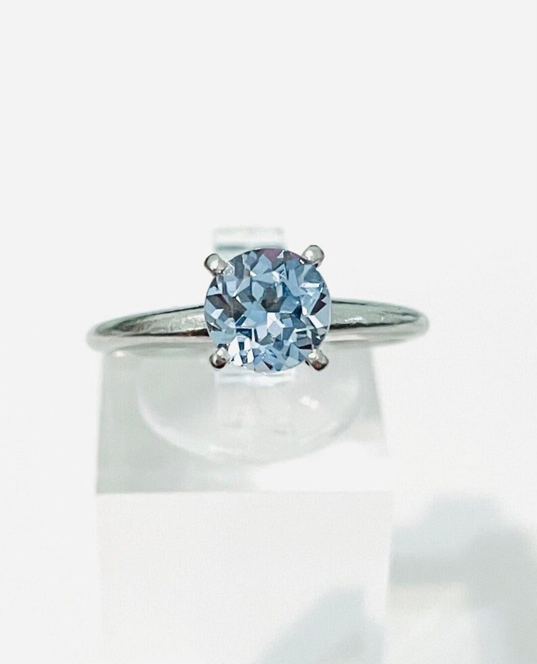 1 Ct Light Blue Spinel Solid White Gold Solitaire Engagement or ...