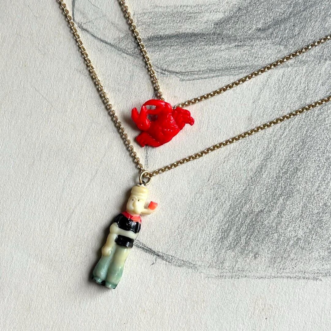 1930s Popeye & Crab Cracker Jack Charm Necklaces - Etsy