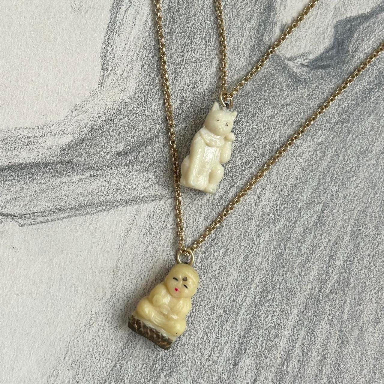 1930s Lucky Cat & Buddha Cracker Jack Charm Necklaces - Etsy