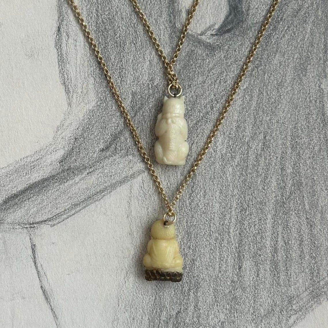 1930s Lucky Cat & Buddha Cracker Jack Charm Necklaces - Etsy