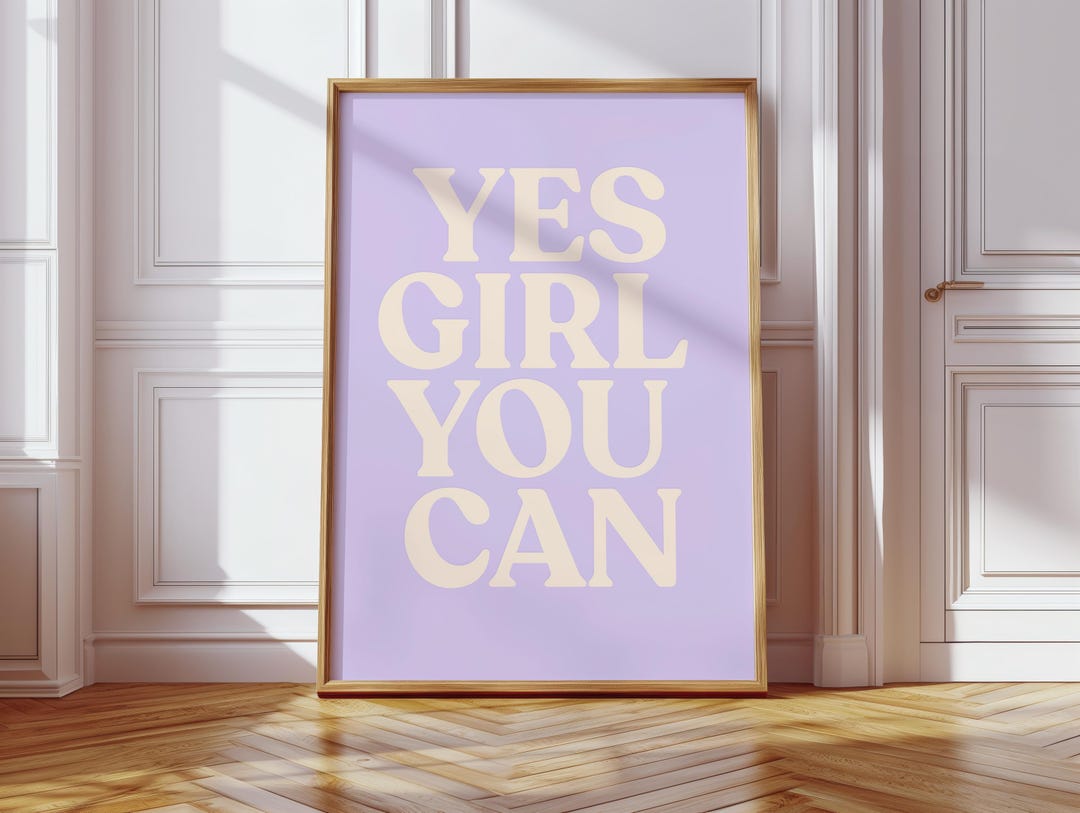 Yes Girl You Can Poster Boho Pastel Pink Purple Beige | Motivational ...