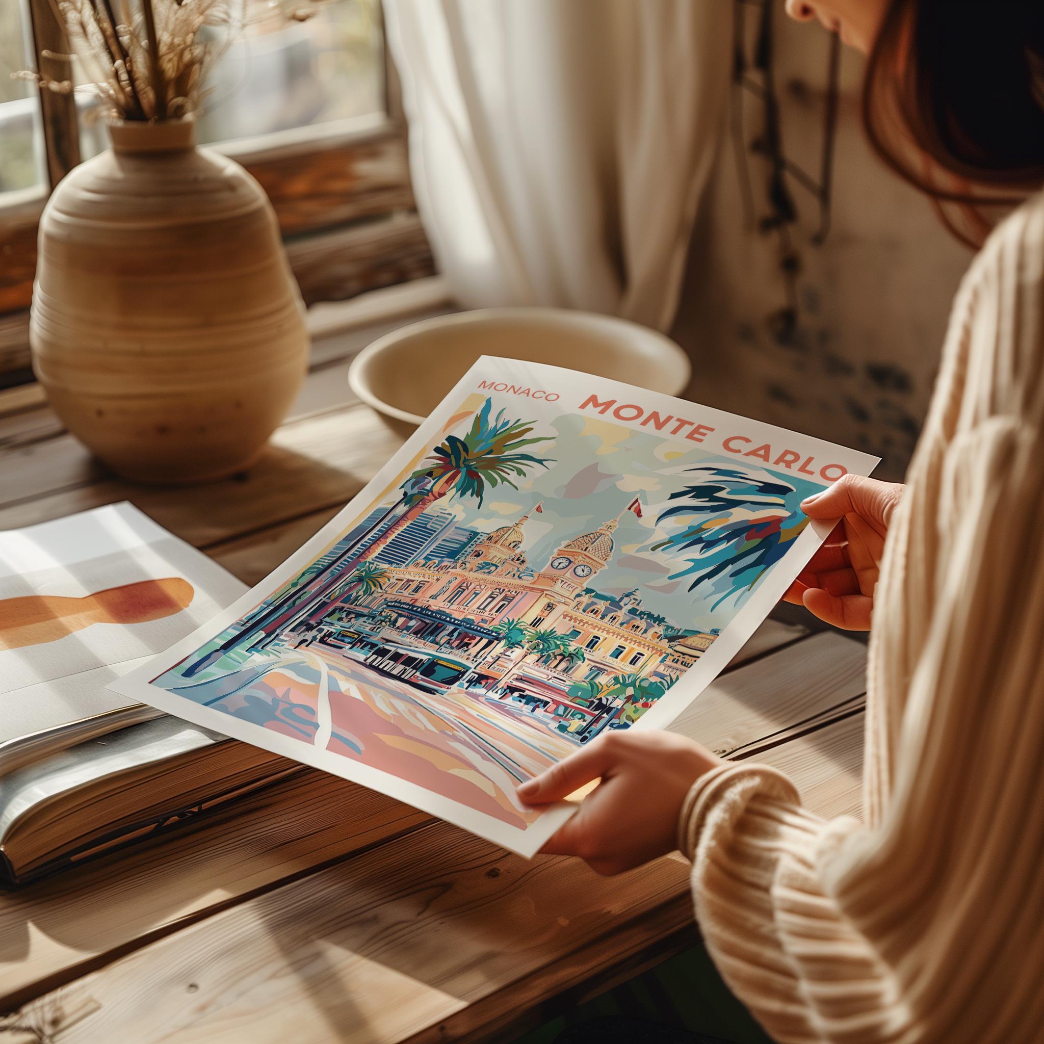 Monte Carlo Watercolor Digital Print | Vibrant Monaco Skyline Printable ...