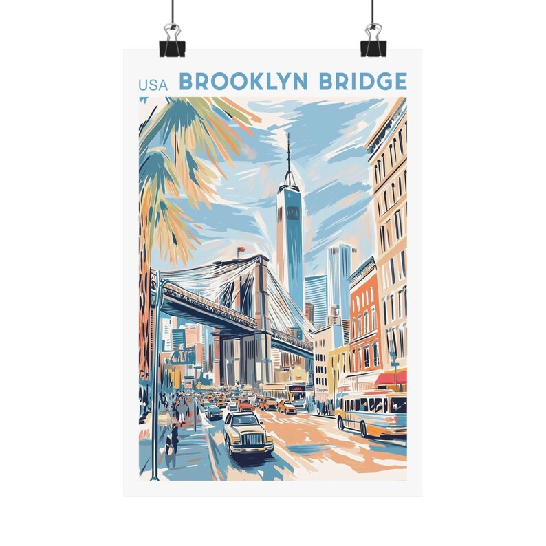 Brooklyn Bridge Print, New York Wall Art, Urban Poster, Architectural ...
