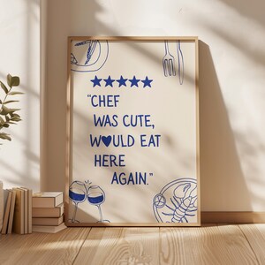 Blue Chef Was Cute Would Eat Here Again Physical Print, Hand Drawn ...