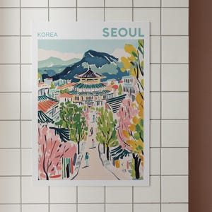 Seoul Travel Poster Korea Wall Art Asia Travel Gifts Printable Art ...