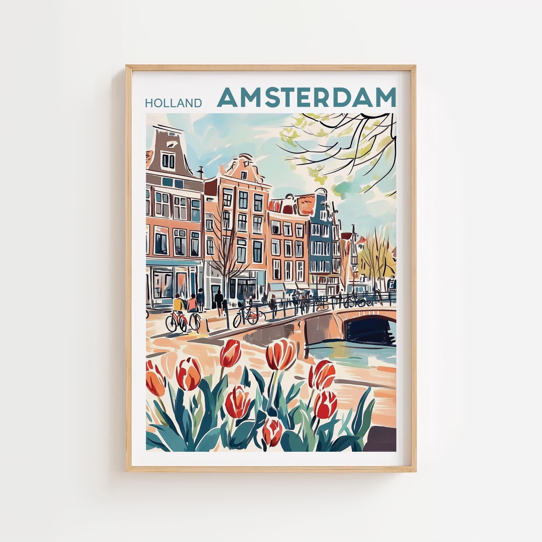 Amsterdam Watercolor Painting,amsterdam Wall Art,amsterdam Canals Print ...