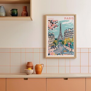 Retro Travel Poster Paris Print Eiffel Tower Wall Art Vintage Prints ...