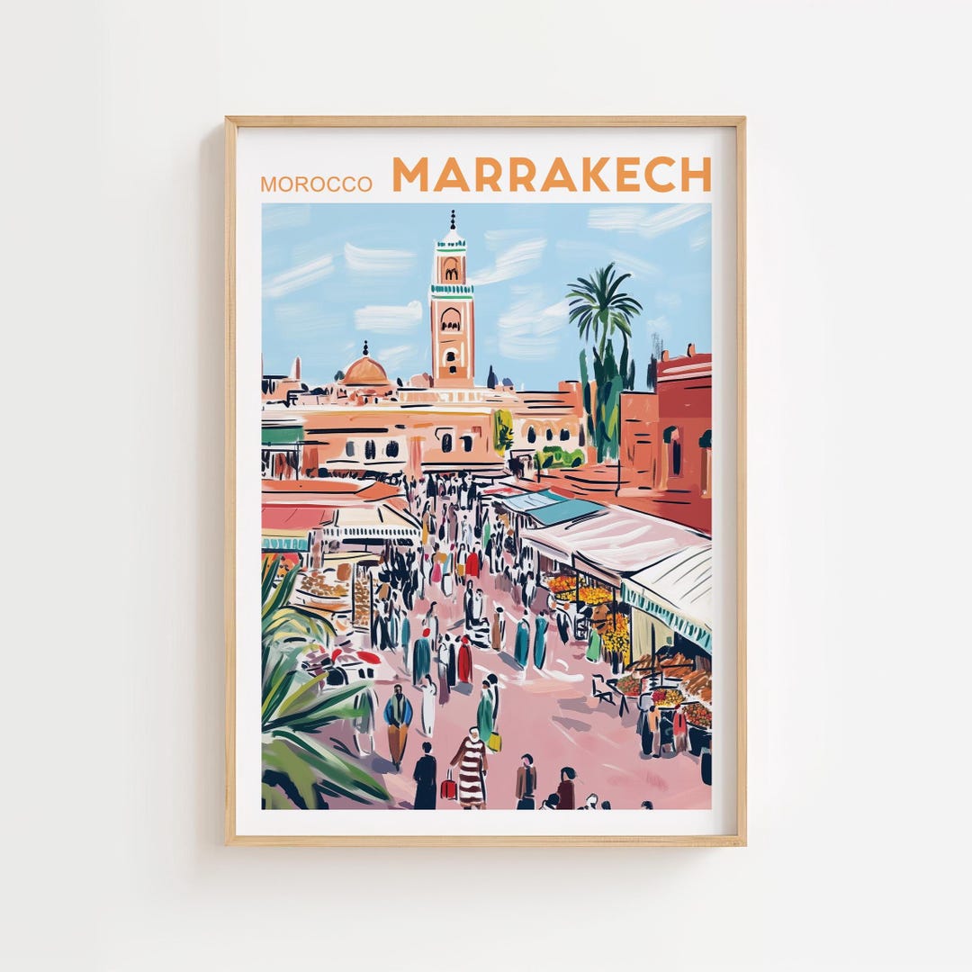 Marrakech Watercolor Poster - Morocco Wall Art - Authentic Travel ...