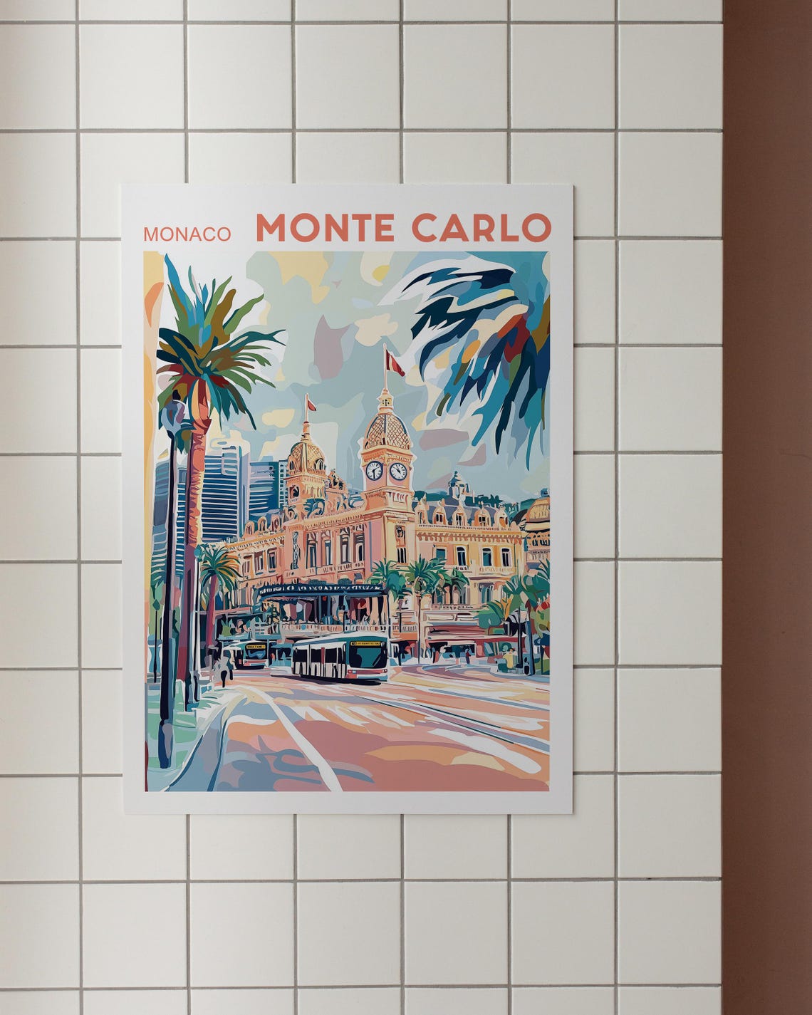 Monte Carlo Watercolor Digital Print | Vibrant Monaco Skyline Printable ...