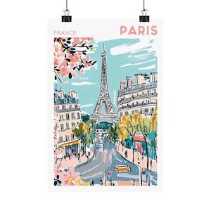 Retro Travel Poster Paris Print Eiffel Tower Wall Art Vintage Prints ...