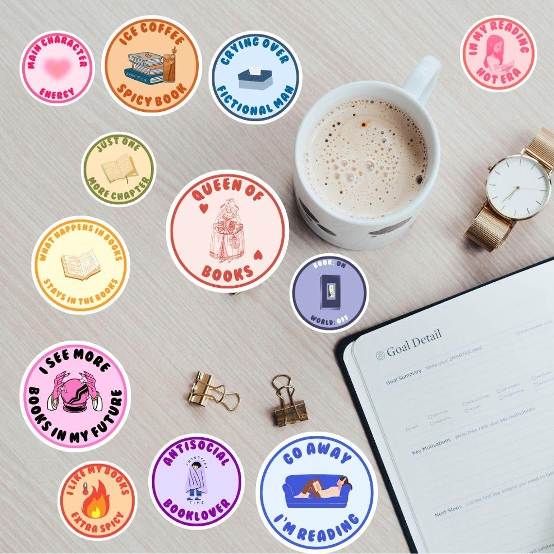 Printable Book Lover Stickers Inspirational Quote Stickers Digital ...