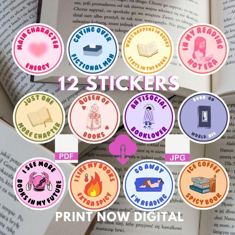 Printable Book Lover Stickers Inspirational Quote Stickers Digital ...