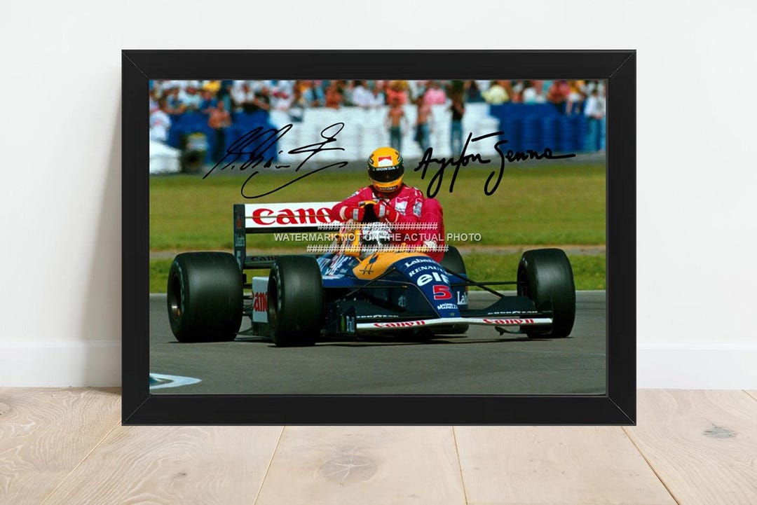 Nigel Mansell Ayrton Senna Iconic Lift Signed Printed Autograph Photo ...