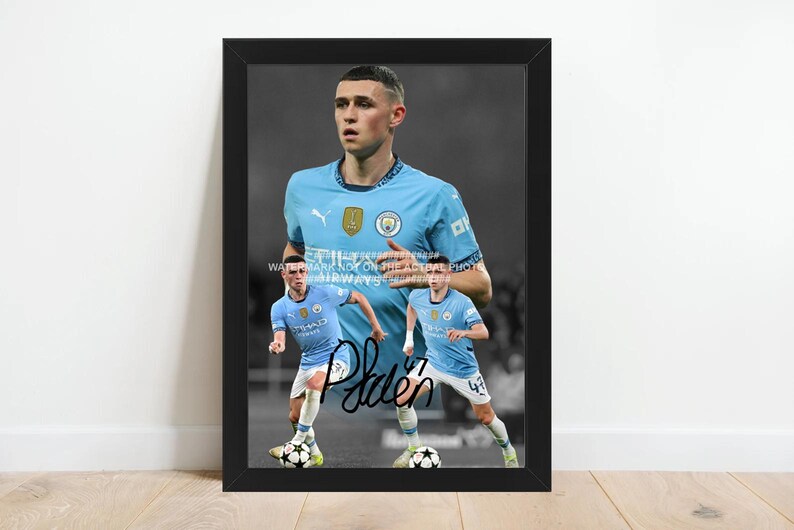 Phil Foden Signed Printed Autograph 2024 2025 Montage Photo Manchester ...