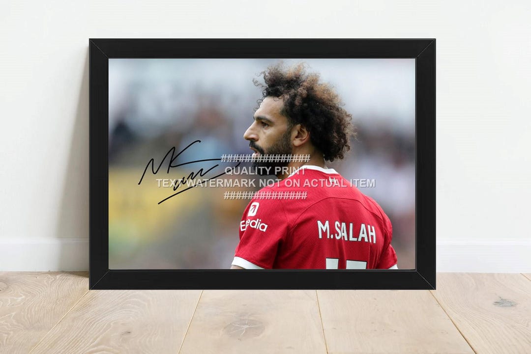 Mo Salah Signed Printed Autograph Action Photo Liverpool Anfield Framed ...