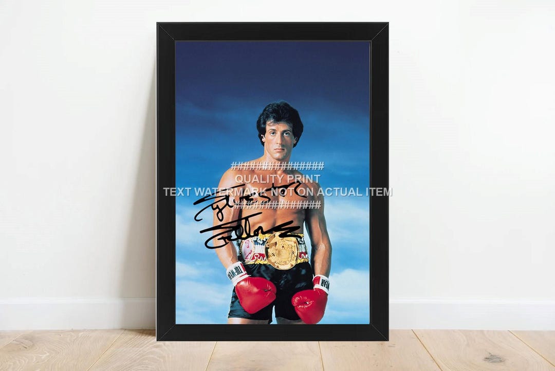Sylvester Stallone Signed Printed Autograph Photo Rocky Movie Framed ...