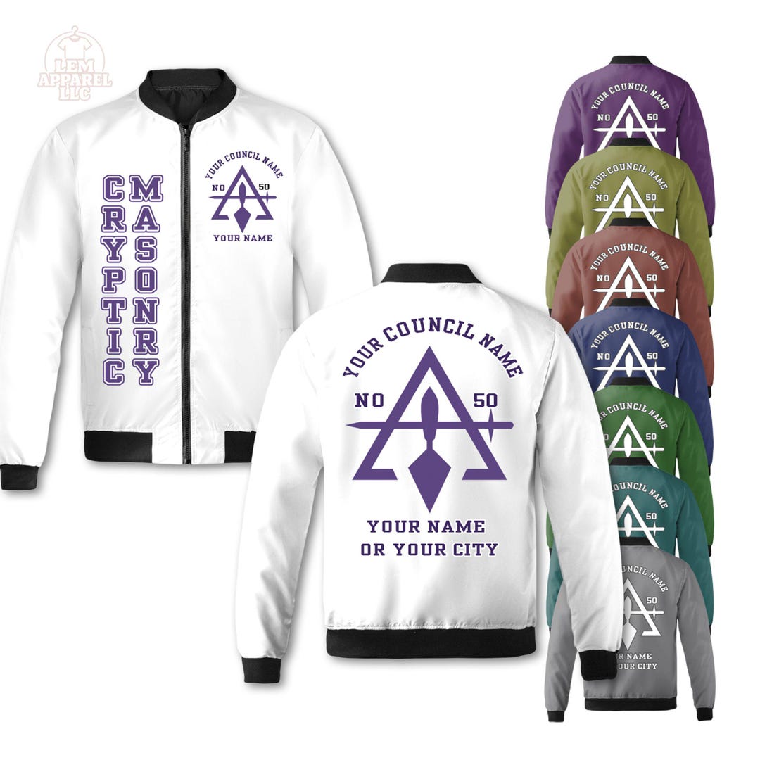 Custom Cryptic Masonry Bomber Jacket, Unisex Personalized Jacket - Etsy