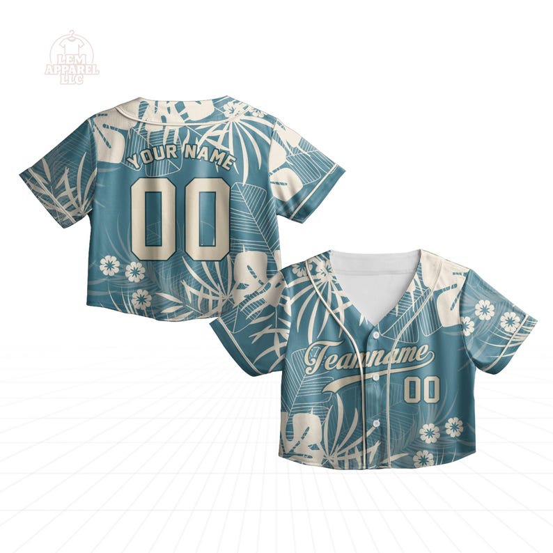 Custom Tropical Baseball Jersey, Women's Crop Top, Team Name & Number ...