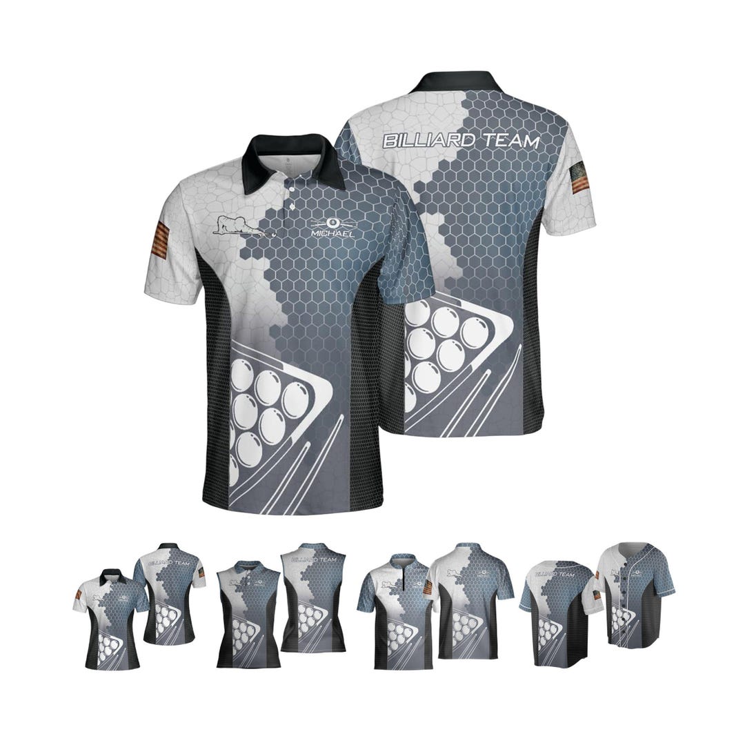 Custom Billiard Polo Shirt Personalized Name, Pool Player Shirt ...