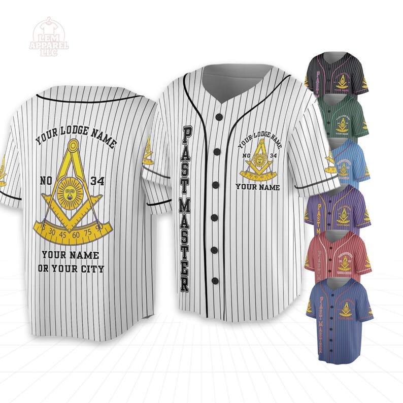 Past Master Masonic Pinstripe Baseball Jersey: Custom Name & Lodge - Etsy