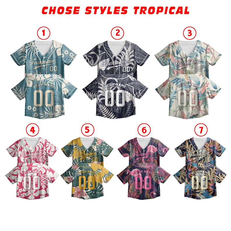 Custom Tropical Baseball Jersey, Women's Crop Top, Team Name & Number ...