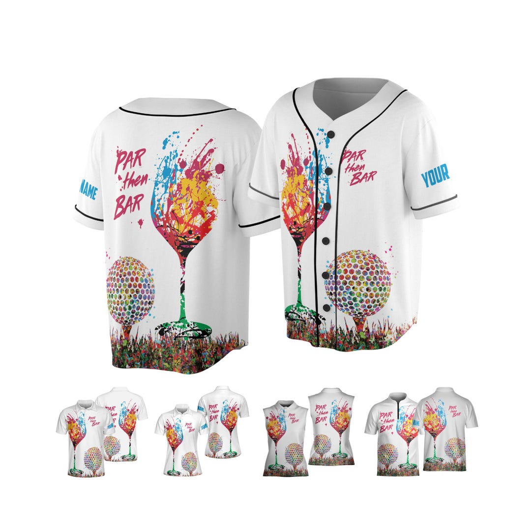 Custom Par Then Bar Golf Baseball Jersey: Colorful Paint Splash - Etsy