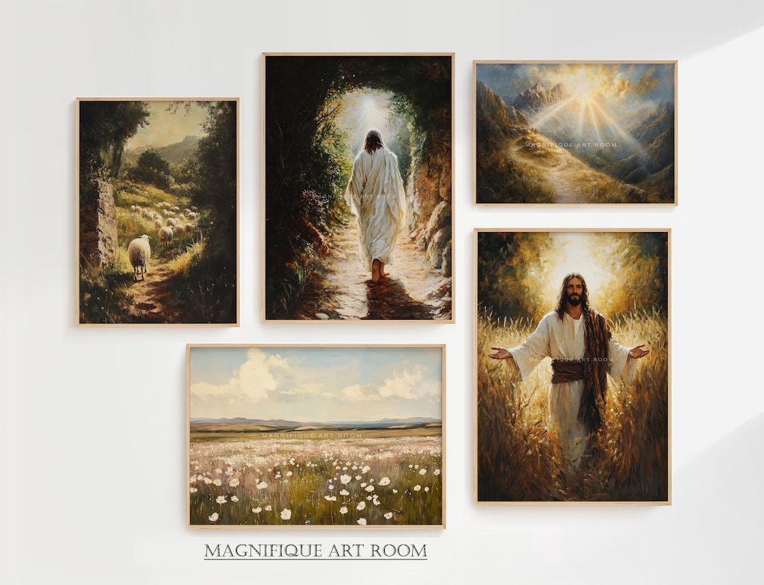 Printable Jesus Gallery Wall Art Set of 5 Neutral Christian Art Prints ...
